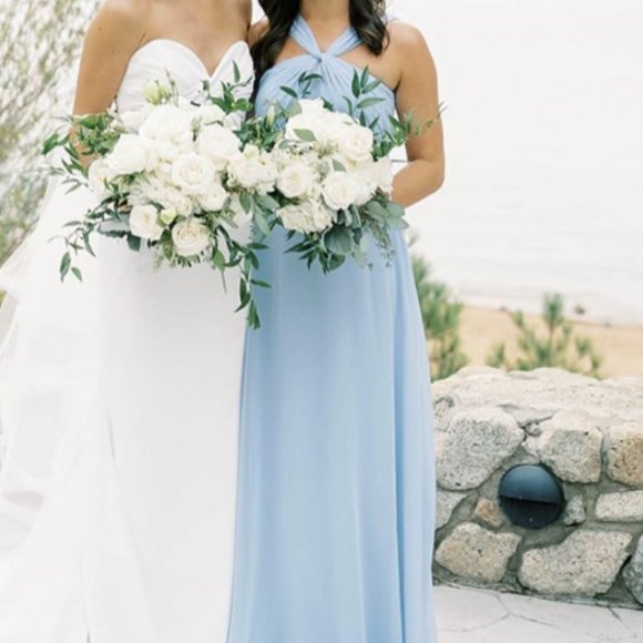 Dessy Collection | Dresses | Sky Blue Twist Halter Chiffon Maxi Dress James | Poshmark